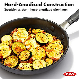 OXO Good Grips 8" 10" and 12" Frying Pan Skillet Set, 3-Layered German Engineered Nonstick Coating, Stainless Steel Handle with Nonslip Silicone, Black