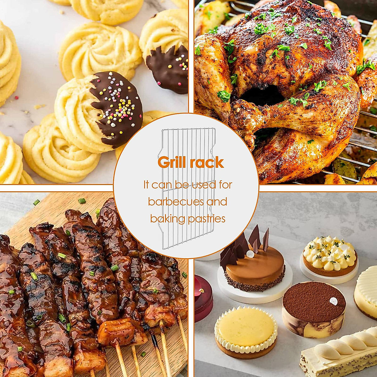 Adorila 2 Pack Cooling Rack for Baking, 8.7" x 6.3" Stainless Steel Grill Rack, Baking Rack for Baking Cooking Roasting Oven Use