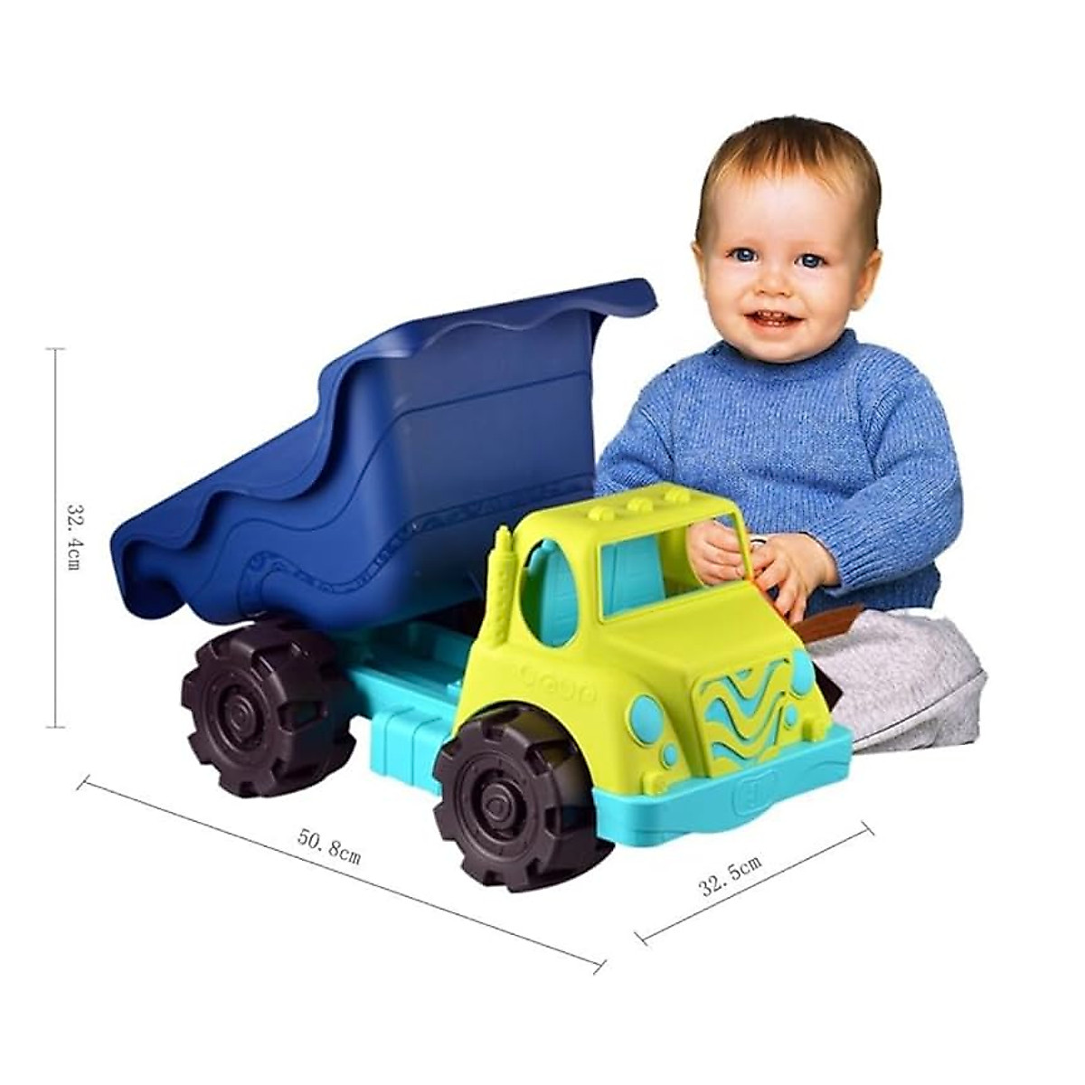 B. toys- Large 20" Colossal Cruiser & Sand Ahoy Dump Truck- Water Play & Sand Bucket Set (10-Pc) – Colossal 20" Truck, Toy Cars, Vehicles- 18 Months+