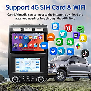 Dual Screen for Ford F150 Car Radio 2015 2016 2017 2018 2019 2020 2021 Head Unit Auto Stereo Multimedia Player GPS Navigation Carplay Touch Screen (4G+64GB)