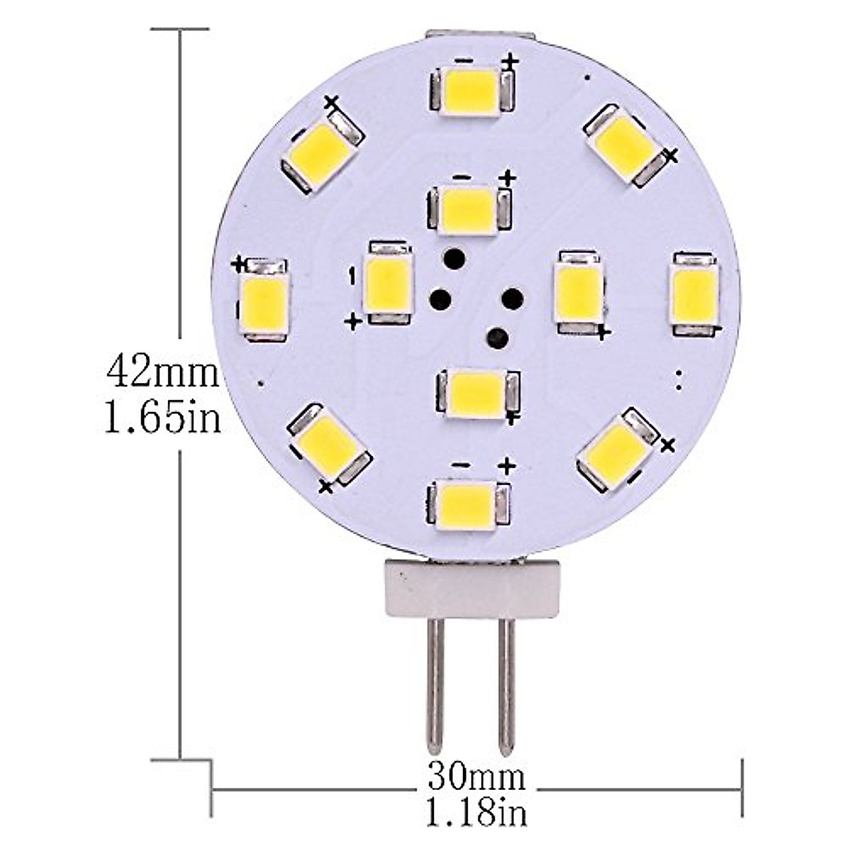WeiXuan G4 LED Bulb, 35 Watt Equivalent, Bi-Pin LED Disc, JC Side Pin, 12V-24V AC/DC Low Volt, CRI>85, 350 Lumens, Pack 5 (White)