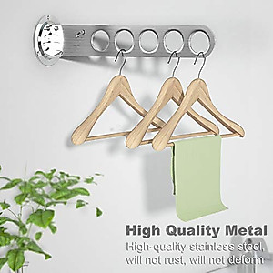 1 PCS Folding Wall Mounted Clothes Hanger Rack, Wall Clothes Hanger Retractable, Outdoor Indoor Swing Arm Laundry Hanger Dryer Rack Heavy Duty Coat Hook Clothing Hanging System Garment Rack, 8 Holes