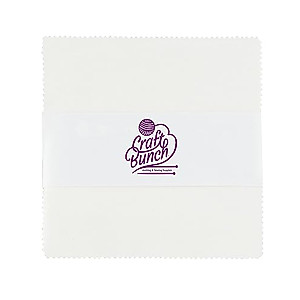 Craft Bunch - 5 inch Charm Pack for Quilting - 42 Precut Cotton Fabric Squares (White)