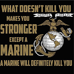 Military Gift Shop Marine Corps Sweatshirt What Doesn’t Kill You Makes You Stronger - USMC Hoodie (Black, XL)