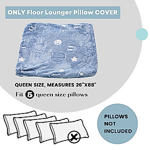 MeMoreCool Pillow Bed Floor Lounger Kids Floor Pillow Cover, Toddler Lounger Pillow Case, Large Floor Seating Boy & Girl Lounge Pillow Cover, Fold Out Floor Cushion Child Bed Lounger Cover, Queen