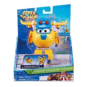 Super Wings - 5" Transforming Construction Donnie Airplane Toys Vehicle Action Figure | Plane to Robot | Flying Airplane Toys Birthday Gifts for 3 4 5 Year Old Boys and Girls | Airplane Toys for Kids