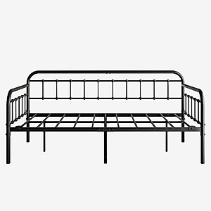 Crocofair Metal Daybed Frame Heavy Duty Slats Sofa Bed Platform Mattress Foundation Twin Daybed No Box Spring Needed(Black Twin)