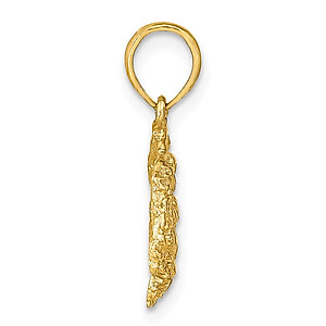Solid 14k Yellow Gold 2-D Textured Crab Charm Pendant