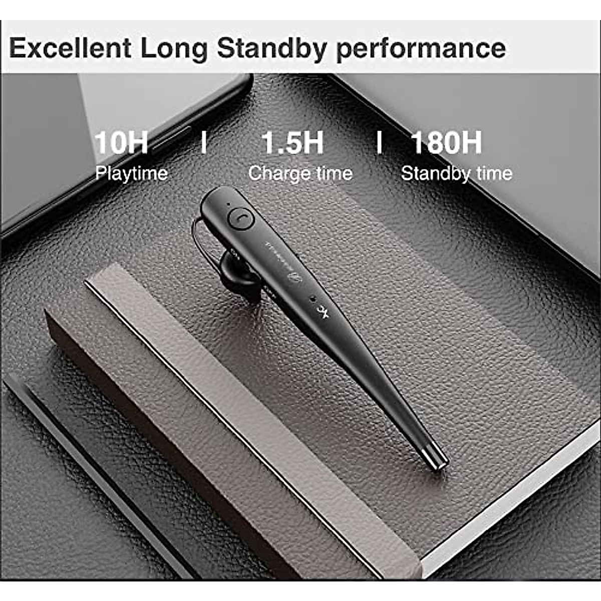 SEEWAY Bluetooth Headset, Wireless Earbuds Bluetooth Earpiece Earphone V5.0, CVC8.0 Dual Noise Cancellation playtime10Hours Hands-Free Earphones with for Business/Office/Driving