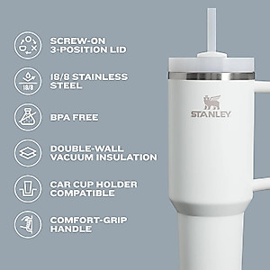 Stanley Quencher H2.0 Tumbler with Handle and Straw 30 oz | Flowstate 3-Position Lid | Cup Holder Compatible for Travel | Insulated Stainless Steel Cup | BPA-Free | Chili Red