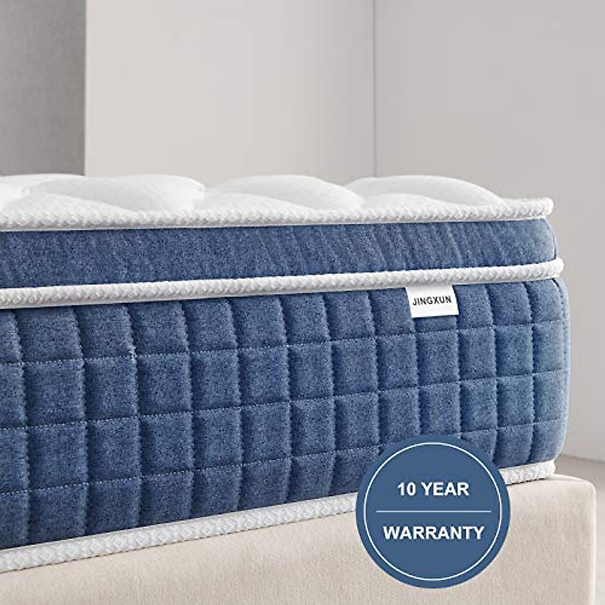 Jingxun Queen Mattress 12 inch Innerspring Mattress Strong Support Pocket Spring Hybrid Mattress Pressure Relief Bed in a Box Medium Firm Bed Mattress