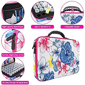 Kuangben 60 Slots Diamond Painting Storage Containers, Diamond Painting Accessories with Resin Diamond Painting Drill Pen, Magnet Cover Holder etc. Diamond Painting Kits (Pink)