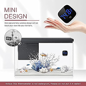 LOFICOPER Digital Aquarium Thermometer, Stick-on Fish Tank Thermometer, Wireless Tank Temperature Sensor with LED Touch Screen, Battery, ℉, for Fresh Water, Tap Water, Marine Water