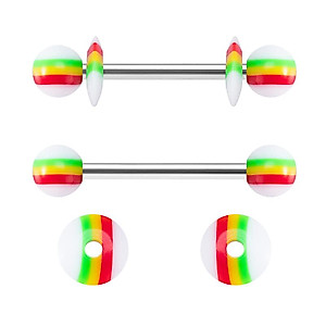 Memsion 316L Surgical Stainless Steel Tongue rings 14G Hypoallergenic Tongue Ring Acrylic Nipple Barbell Tongue Piercing Pack 12pcs Mix Colors Tongue Piercing Jewelry for Women Men