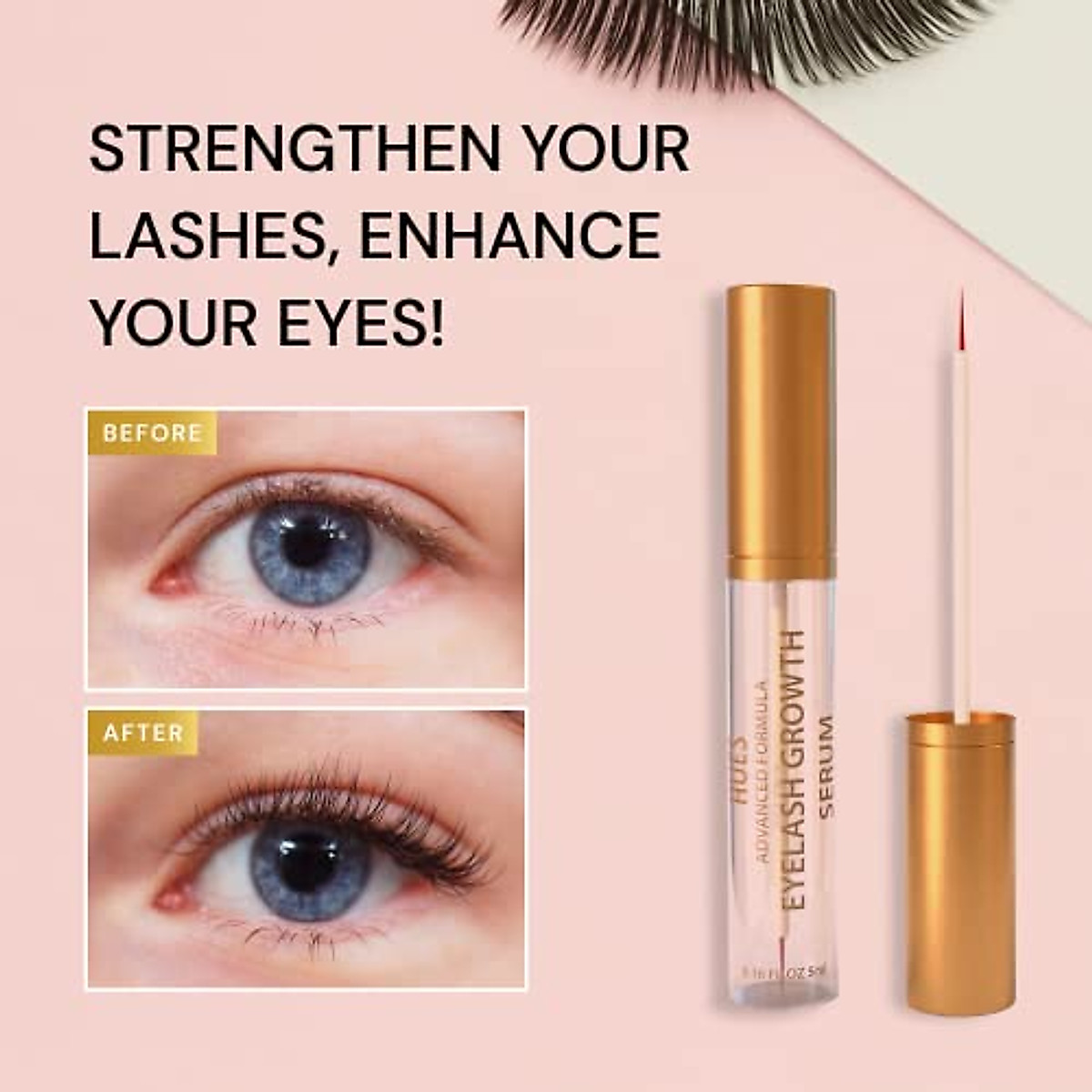 Hues Premium Eyelash Serum (5ML) - Lash Serum Boosts Lash for Fuller, Longer, Thicker Looking Eyelashes, Lash Enhancing Serum for Natural Lashes.