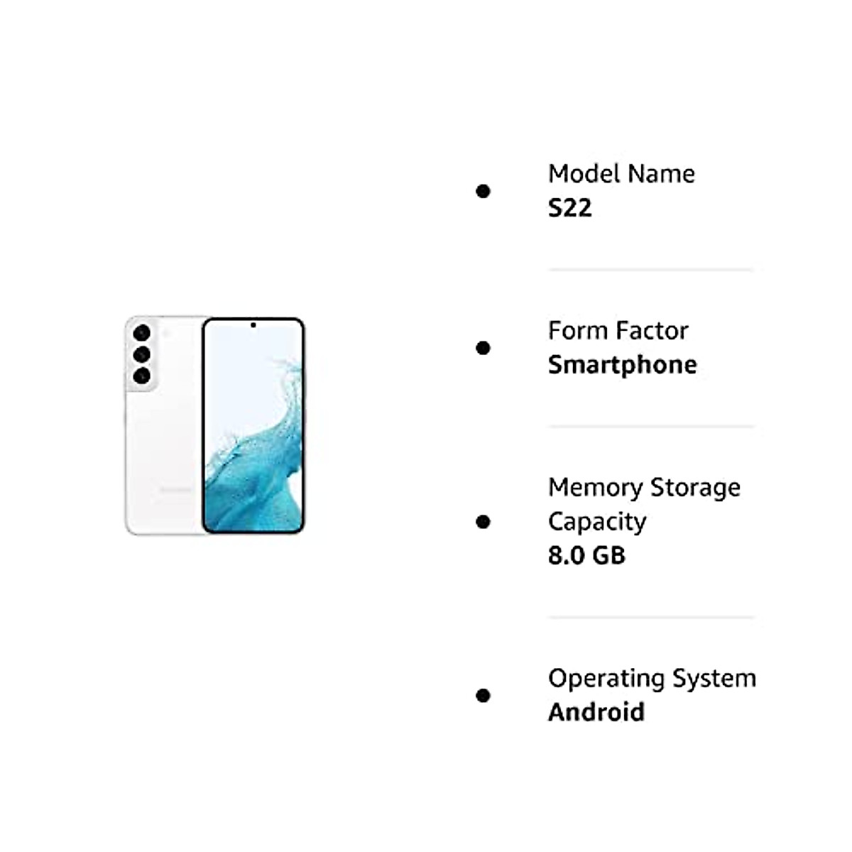 Samsung Galaxy S22 Smartphone, Factory Unlocked Android Cell Phone, 256GB, 8K Camera & Video, Brightest Display, Long Battery Life, Fast 4nm Processor, US Version, Phantom White (Renewed)