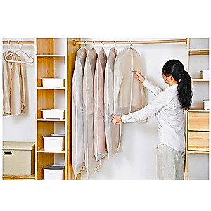 5 Pcs Garment Bag Travel Suit Dress Storage Clear Cover Full Zipper Coat Carrier, Garment Bags for Travel, Translucent Suit Bag for Hanging Clothes, Suits