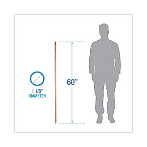 Boardwalk 137 Heavy-Duty Threaded End Lacquered Hardwood Broom Handle, 1 1/8-Inch Dia. x 60 Long