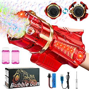 ROHSCE Bubble Machine Gun, Automatic Bubble Blaster for Toddlers Kids Ages 5 6 7 8 9 10 11 12 Year Old, Great Gifts for Children Adult, Bubble Shooter with Led Lights for Outdoor Party, Bubble Blower