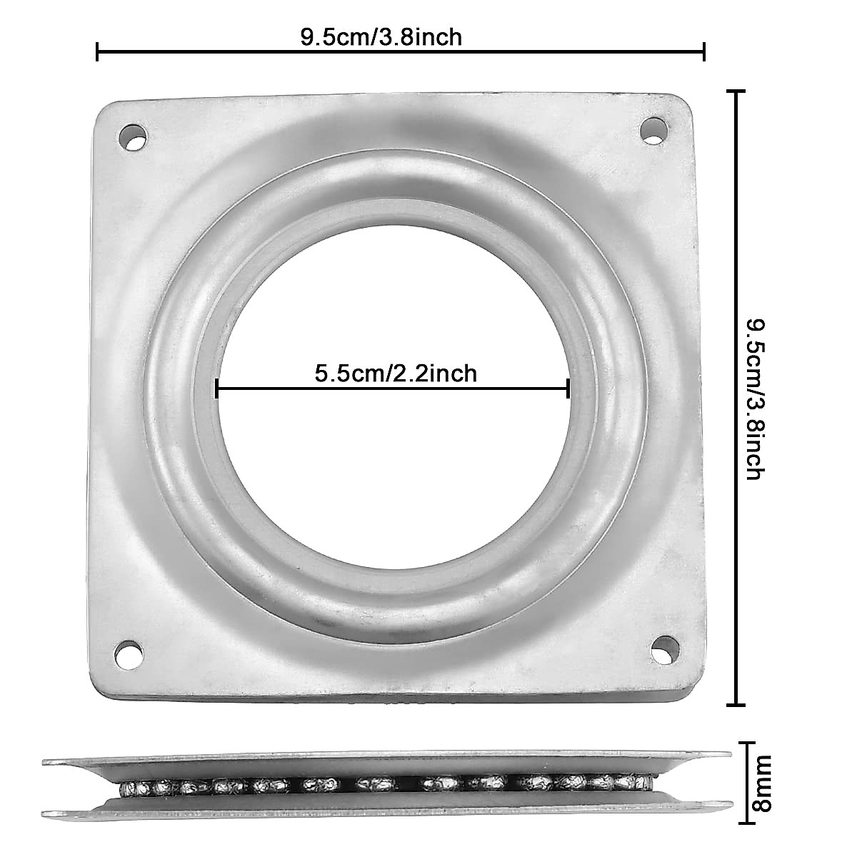 Lazy Susan Turntable Bearings 4 PCS 4 Inch Steel Square Rotating Bearing Swivel Plate Lazy Susan Hardware Base Parts Kit for Serving Trays Craft Project Makeup Holder Bookshelf
