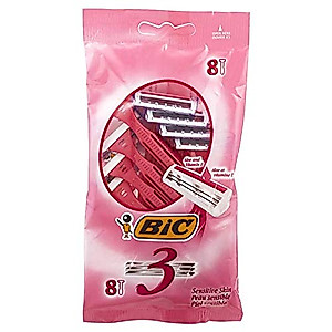 Bic 3 Sensitive Skin Disposable Shaver, Women, 8-Count (Pack of 4)