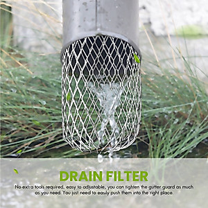 TAMOSH 6 Pack Gutter Guard 3 Inch Expandable Aluminium Filter Strainer Gutter Downspout Guard for Stopping Blockage Leaves