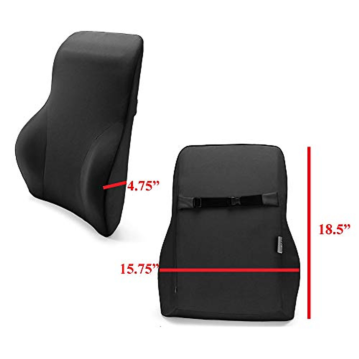 Tektrum Full Lumbar Entire Back Support Cushion for Home/Office Chair, Car Seat - Washable Cover, Ergonomic Thick 3D Design Fit Body Curve - Back Pain Relief, Improve Posture - Black (TD-QFC024-BLK)