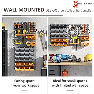 Star20XX Durhand 44pcs Wall Mounted Pegboard Tool Organizer Rack Kit With Various Sized Storage Bins, Pegboard, & Hooks, Orange
