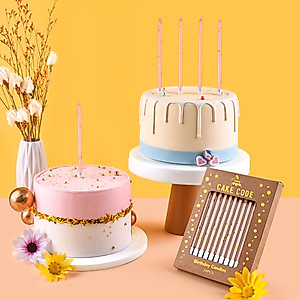 CAKE CODE Pink Gold Long Thin Birthday Candles, Cake Candles, Birthday Parties, Wedding Decorations, Party Candles
