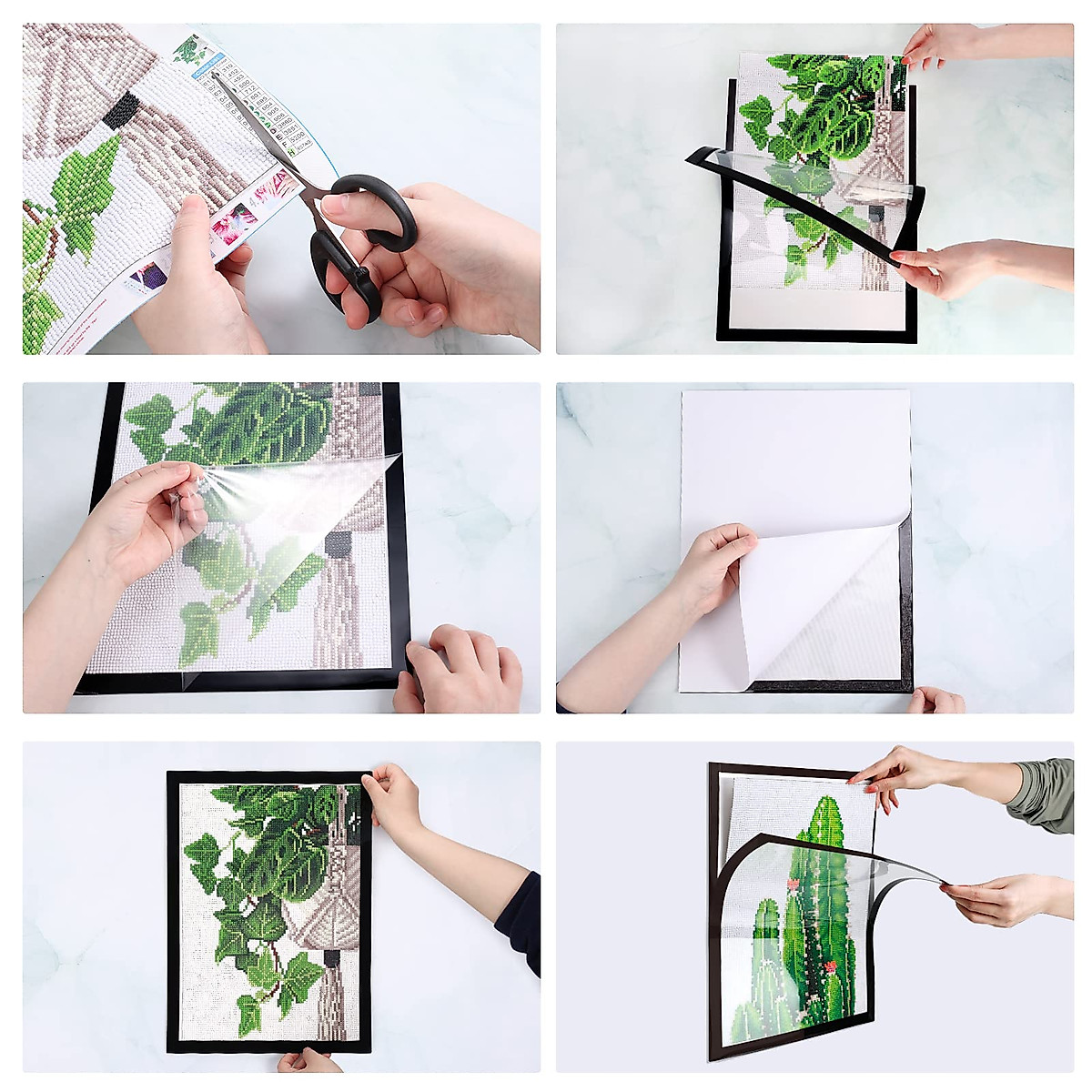 PP OPOUNT 4 PCS Diamond Art Frames, 30 x 40 cm Self-Adhesive Diamond Picture Frame, Magnetic Picture Frame For Diamond Art Display and Protection, Window, Home Wall Office Decor