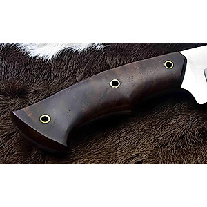 DKONLY-BLADES USA: 15" Custom Handmade D2 Steel Full Tang Hunting Almogovar Camp Knife with Rose Wood Handle & Leather Sheath (AM76)