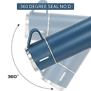 MUCR 500ml/17 OZ Stainless Steel Coffee Thermo Vacuum Flask Set, Insulated Water Bottle with Three Cup for Hot and Cold Drinks, Blue