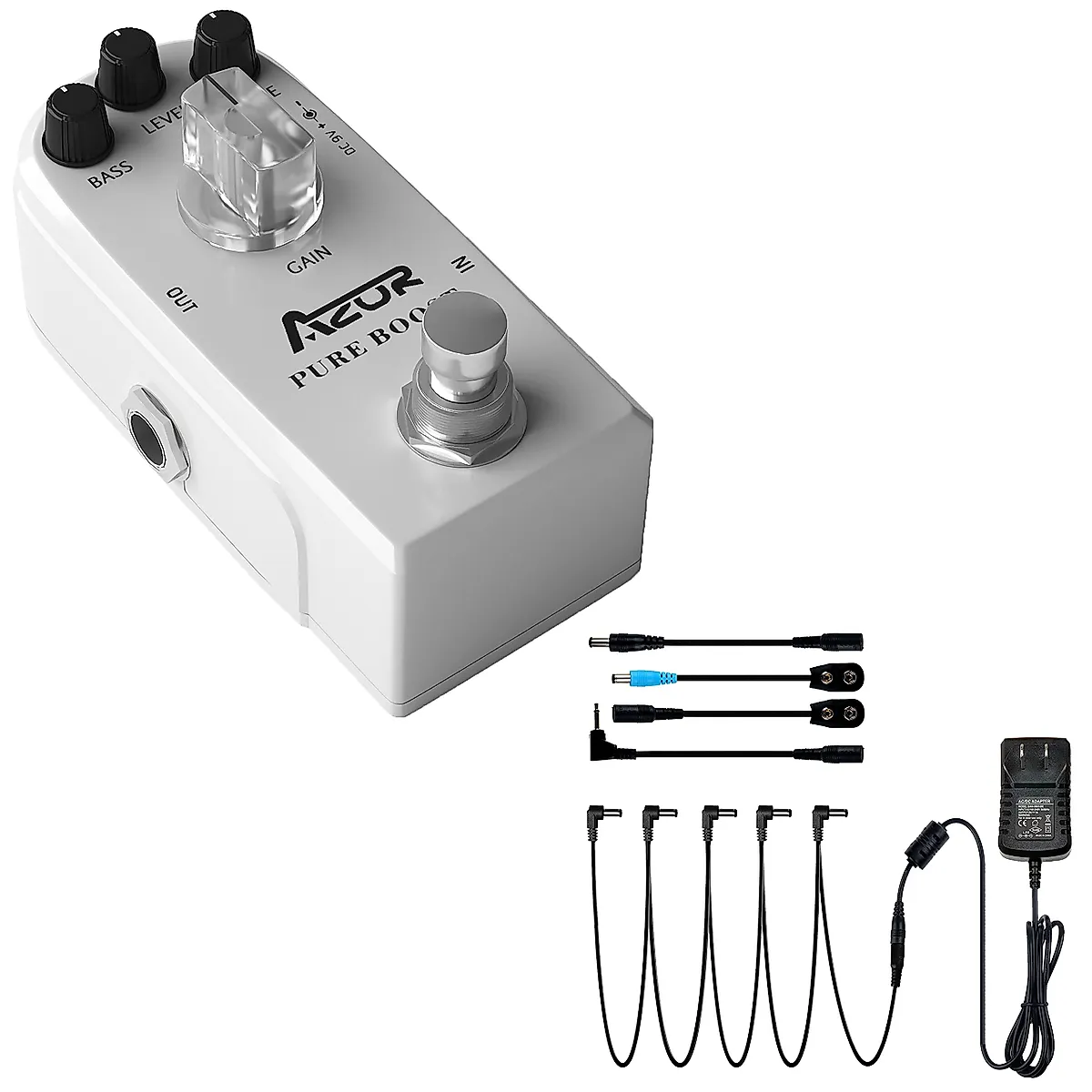 AZOR Pedal Power Adapter with Pure Boost Guitar Effect Pedal Micro Clean Boost with True Bypass