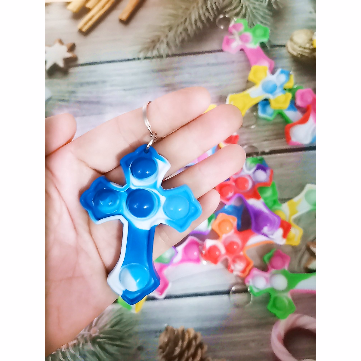 30 Packs Mini Backpack Pop Fidget Bubble Toys, Bulk Religion Cross Classroom Students Prizes Birthday Party Favors Gifts