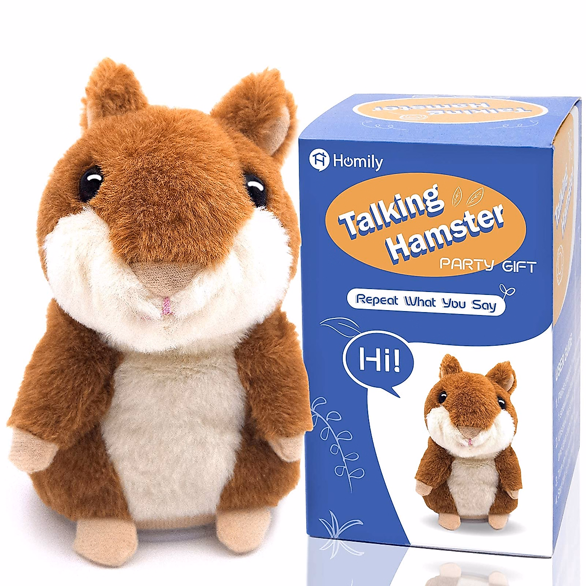 Homily Talking Hamster, Repeats What You Say Plush Animal Toy Electronic Hamster Mouse for Boys, Girls & Baby Gift