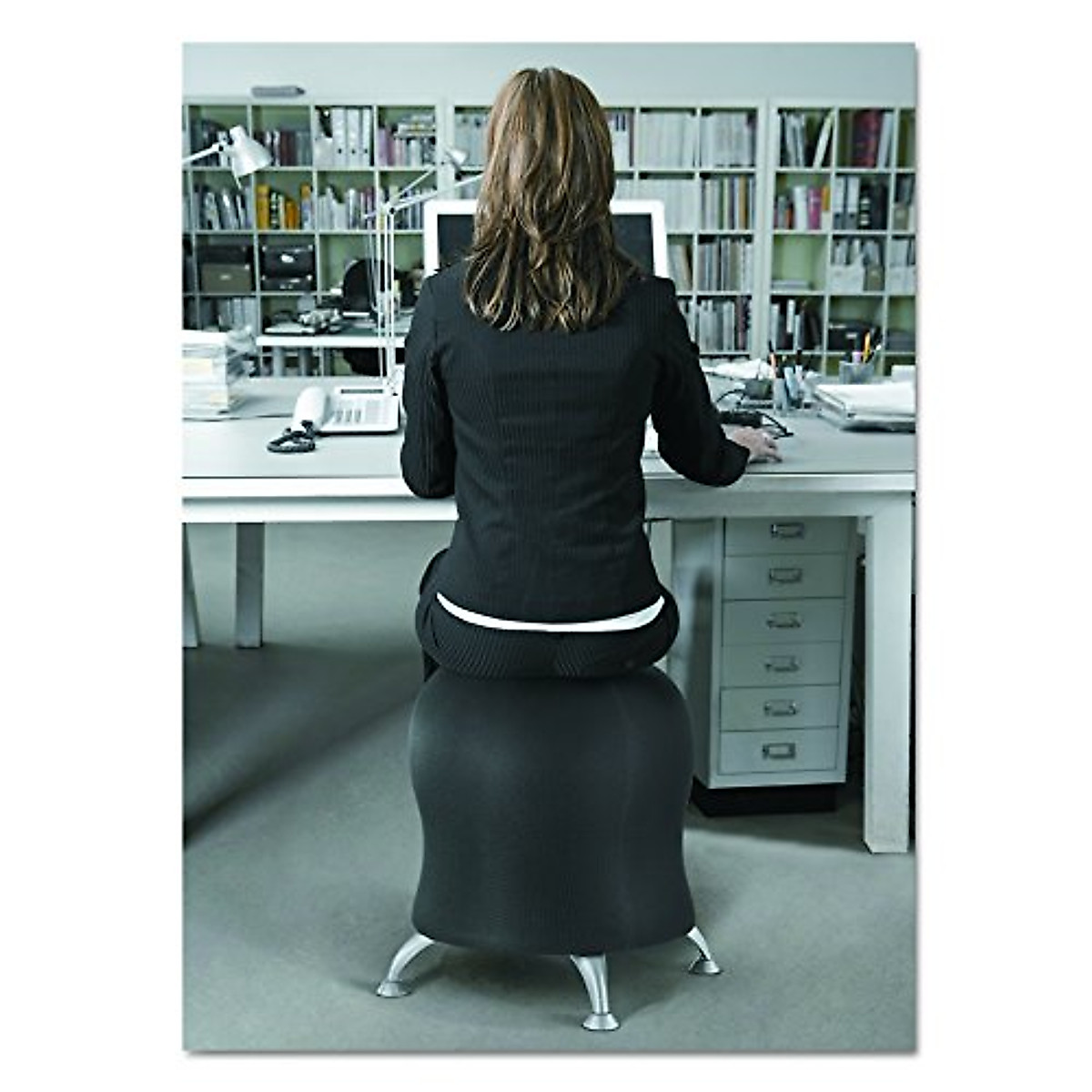Safco Zenergy Ball Chair - Low Profile Active Seating to Improve Posture & Muscle Strength - 23" or 20" Seat Heights - 250 lb Capacity - Black - Pefrect at Office Desk & Classrooms