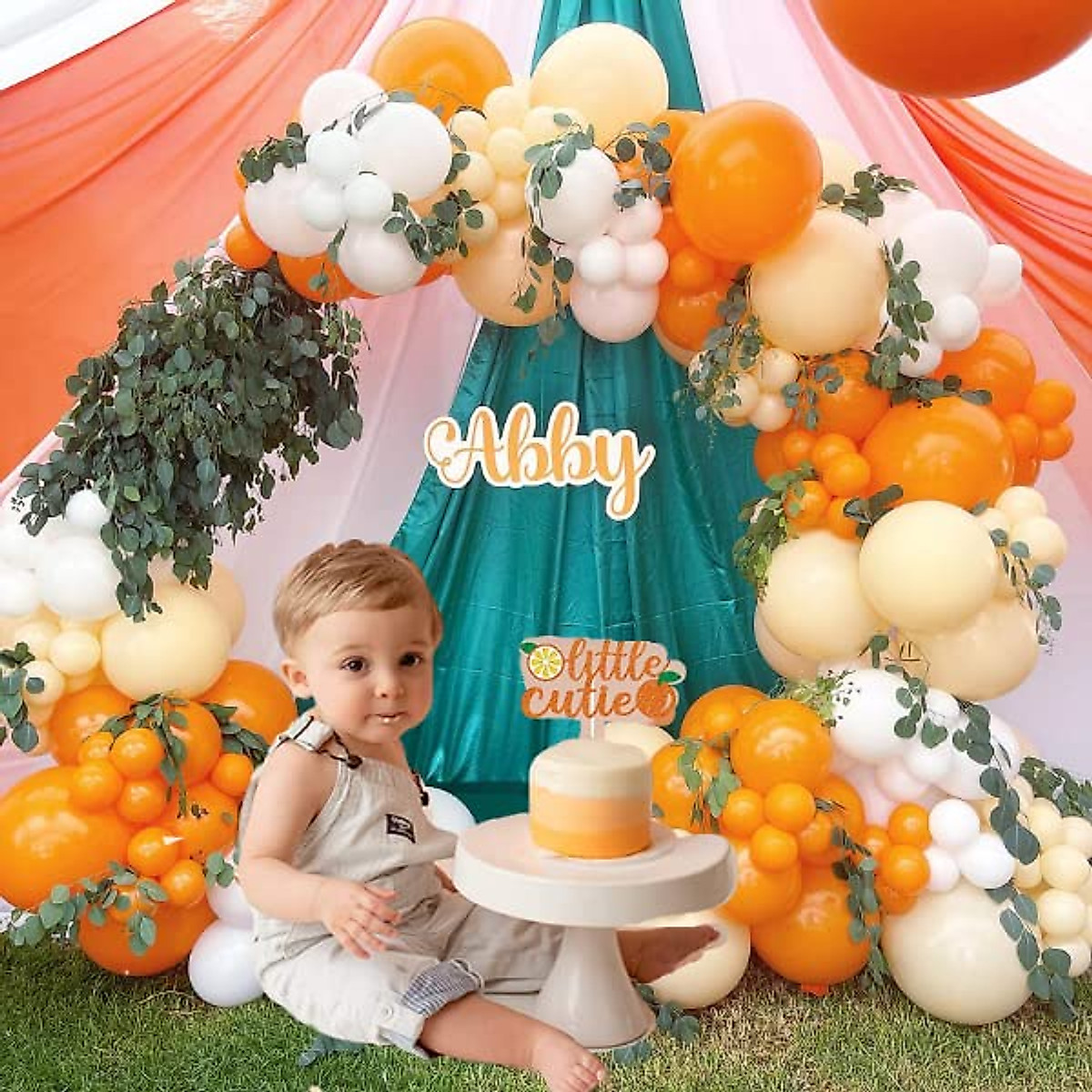 OOPAT DIY Little Cutie Balloon Garland Kit for Baby Shower Birthday Orange Citrus Themed Bridal Shower Party Backdrop Decoration(Orange)