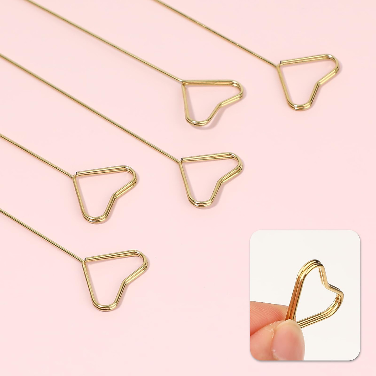 ZEYIYER 20Pcs Heart Pick for Holder, Floral Card Holder Stick, 11.8 Inch Gold Heart Flower Picture Holders, Metal Wire Flower Picks Clip for Wedding Party Birthday ​Cake