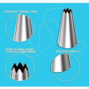 Tingjia Piping Bags and Tips Set, Cupcake Piping Tips Cake Decorating Kit with 12 Cake Frosting Icing Tips, 11 Pastry Bags, 3 Cake Scrapers, 1 Reusable Couplers for Baking