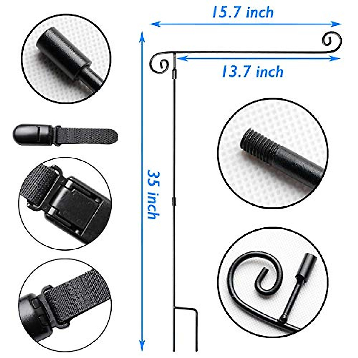 Garden Flag Stand, Yard Flag Holder,Garden Flag Hanger,Banner Pole with one Tiger Clip,Fall Decor for Outdoor Garden Lawn