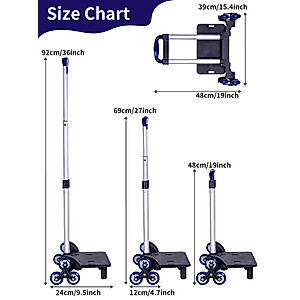 PROTAURI Backpack Trolley with 6 Wheels can Climb Stair, Foldable Rolling Luggage Cart, Adults/Student/Kid's Roller Attachment for School Bags/Backpacks