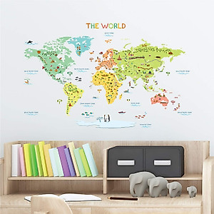 DECOWALL DWL-1616S Colourful World Map Kids Wall Stickers Wall Decals Peel and Stick Removable Wall Stickers for Kids Nursery Bedroom Living Room (Medium) d?cor