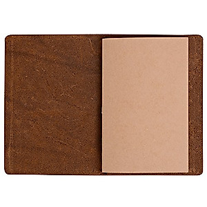Pocket Travelers Notebook, Refillable Leather Travel Journal for Men & Women, Notebook Cover for Field Notes, Moleskine Small 3.5 x 5.5 Inches, Brown