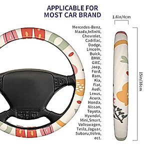 Heart Bright Name Sara Bird Poppy Nature Awesome Flower Steering wheel cover 15 inch leather female girl lady automatic non-slip wheel protector