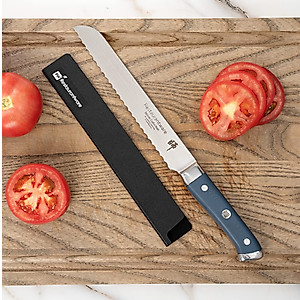 Restaurantware Sensei 10 x 1.5 Inch Knife Sleeve, 1 BPA-Free Knife Protector - Fits Bread Knife, Felt Lining, Black Plastic Knife Blade Guard, Durable, Cut-Proof