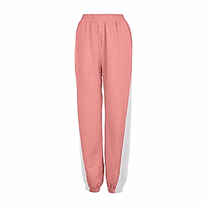 High Waist Jogger Pants for Women with Pocket Colorblock Sweatpants Cinch Bottom Elastic Waist Lounge Workout Trousers