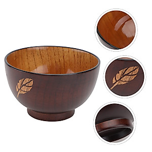 Garneck 1pc Leaves Wooden Bowl Wooden Salad Wooden Dishes Wooden Eating Bowl Wooden Bowls for Food Japanese Noodle Bowl Decorative Food Serving Bowl Japanese-style Jujube Wood Udon Noodle