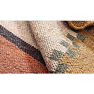 Chouhan International Kilim Rug Wool Jute Rug, Kilim Dhurrie Wool and Jute Rug Handmade for Living for Room (8x10 Ft) KLM- 11