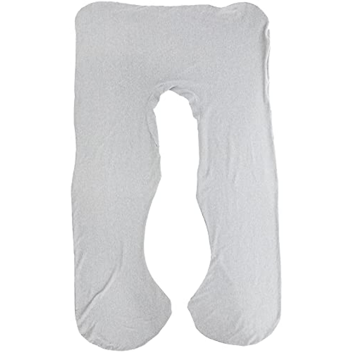 Lavish Home Full Body Pillow Cover- U-Shaped 100% Cotton Jersey Replacement Pillowcase, Removeable with Zipper for Pregnancy/Body Pillows (Gray)