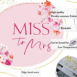 Rsuuinu Miss to Mrs Bridal Shower Backdrop Pink Flowers Golden Dots Photography Background Wedding Bride to Be Cake Table Party Decorations Banner Supplies Favors Photo Booth Studio Props 7x5ft